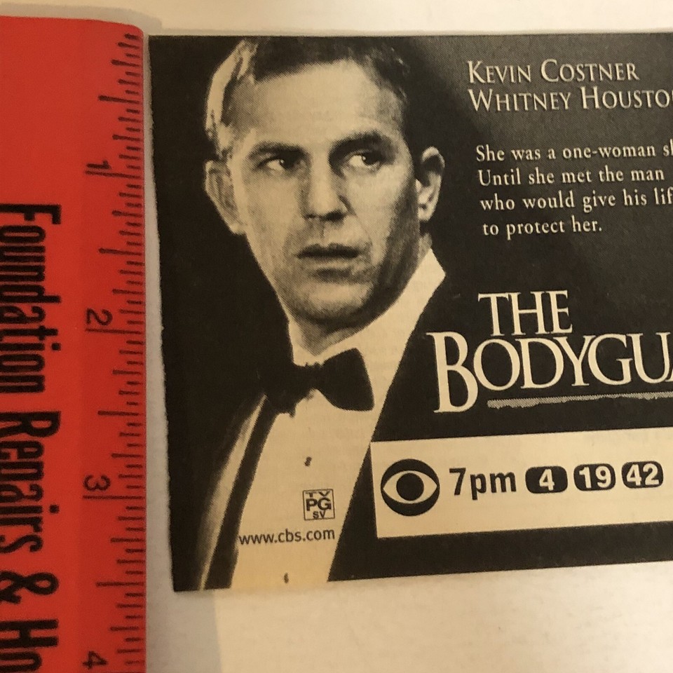 Bodyguard Tv Guide Vintage Print Ad Kevin Costner Whitney Houston Tpa15 ...