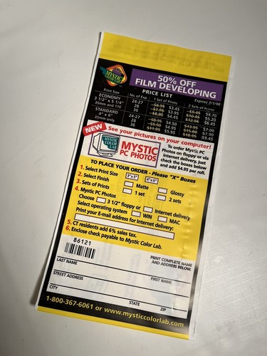 Vntg Mystic Color Lab Film Developing Envelope Process Mail In Camera ...