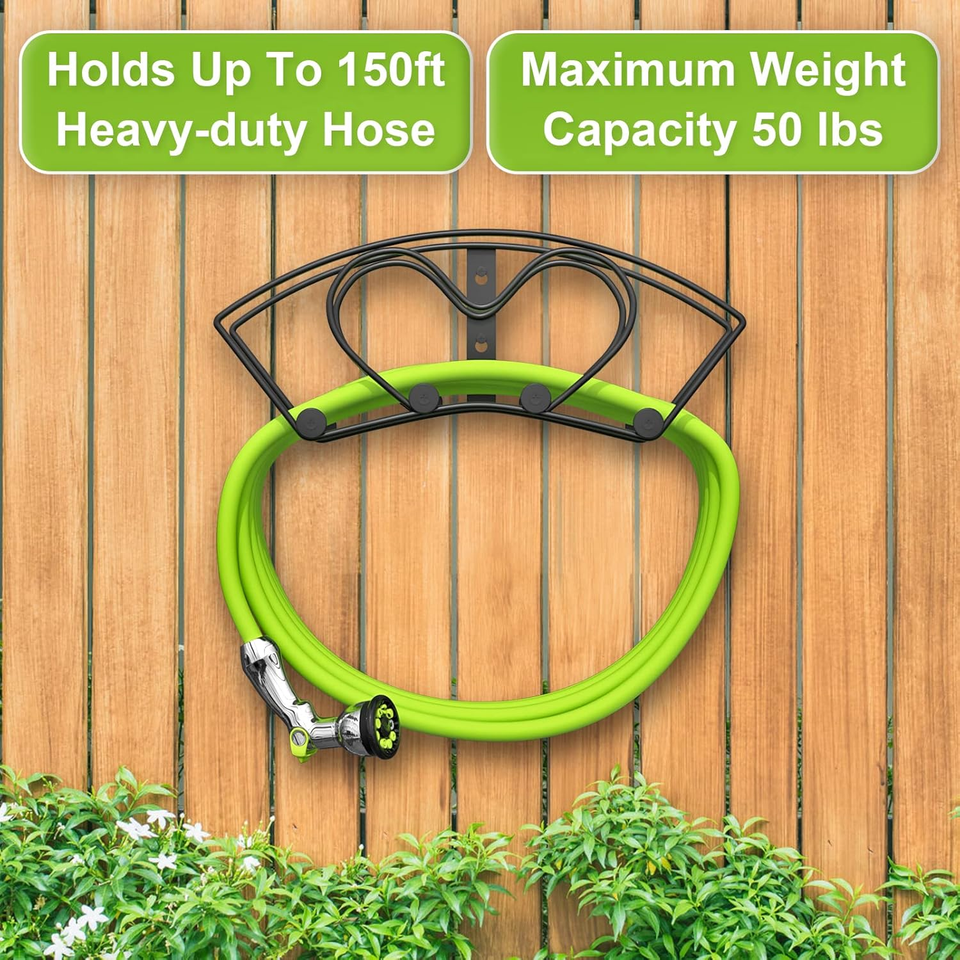 Hose Holder Wall Mount, Heavy Duty Garden Hose Reel Holder, Solid Metal ...