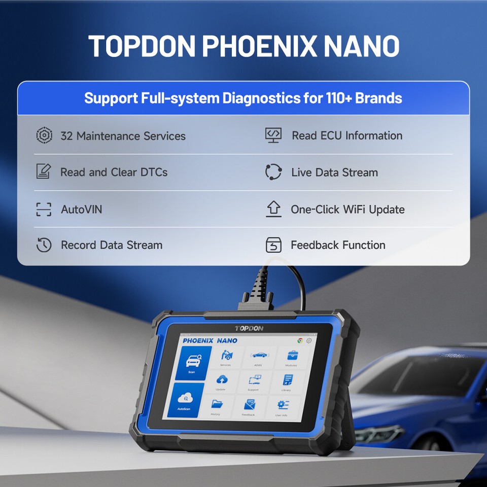 TOPDON Phoenix NANO-E OBD2 Car Diagnostic Tool ЁCU Coding Scanner ADAS | eBay