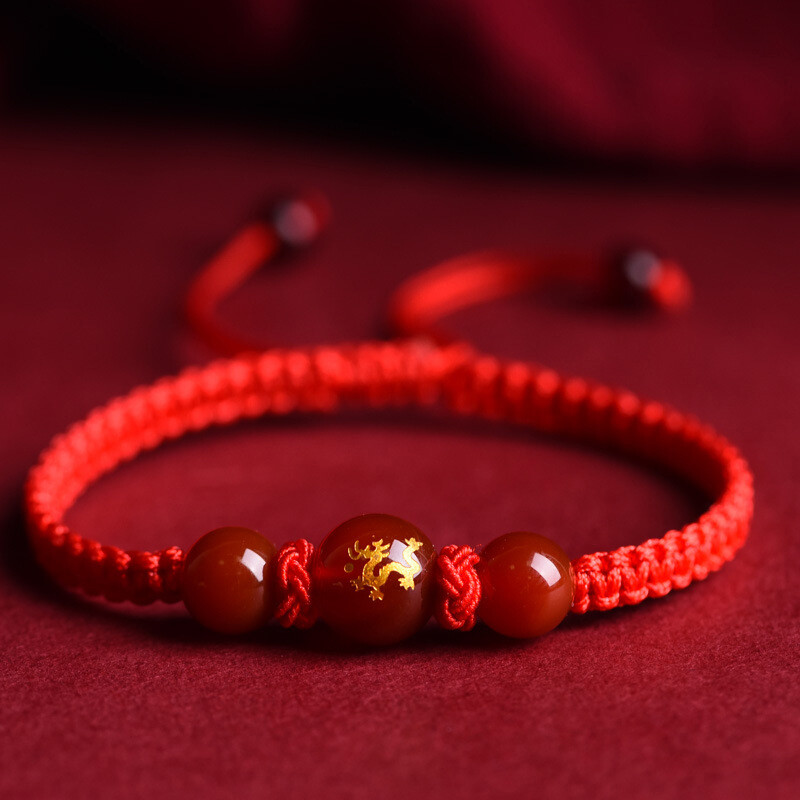 Chinese Style 12 Zodiac Bracelet Dragon Year Lucky Red Rope Bracelet ...