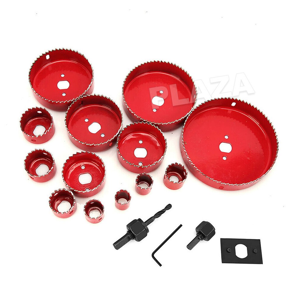 17x Hole Saw Drill Bit Kit Holesaw Wood Sheet Metal Timber Woodworking ...