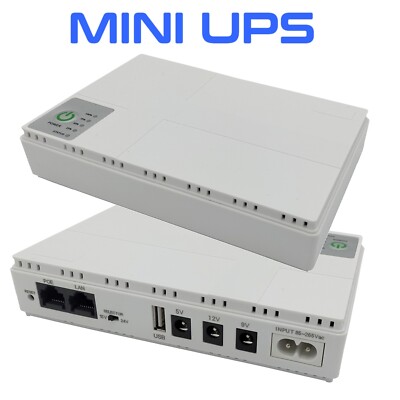 Mini ups per router telecamere,PC, POS, alimentazione 5V-9V-12V-USB-LAN ...
