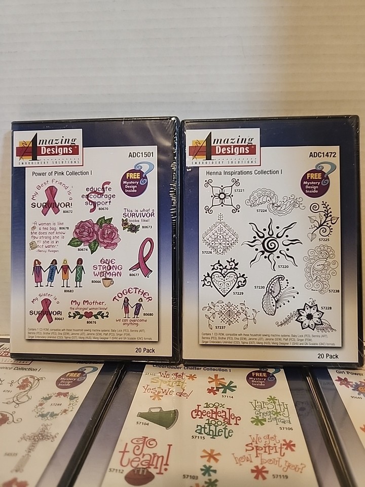 Amazing Designs Embroidery Solutions CD’s Lot of 21 New/Sealed Various ...