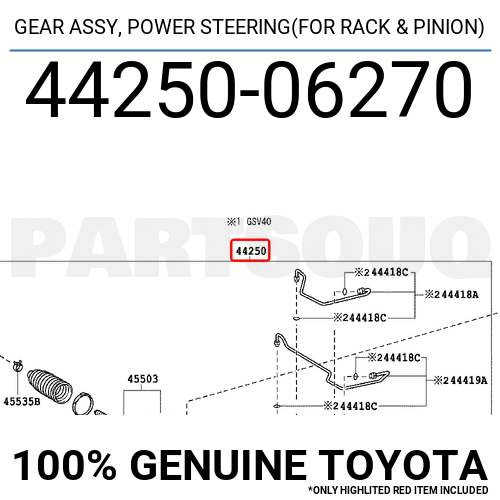 4425006270 Genuine Toyota GEAR ASSY, POWER STEERING(FOR RACK & PINION ...