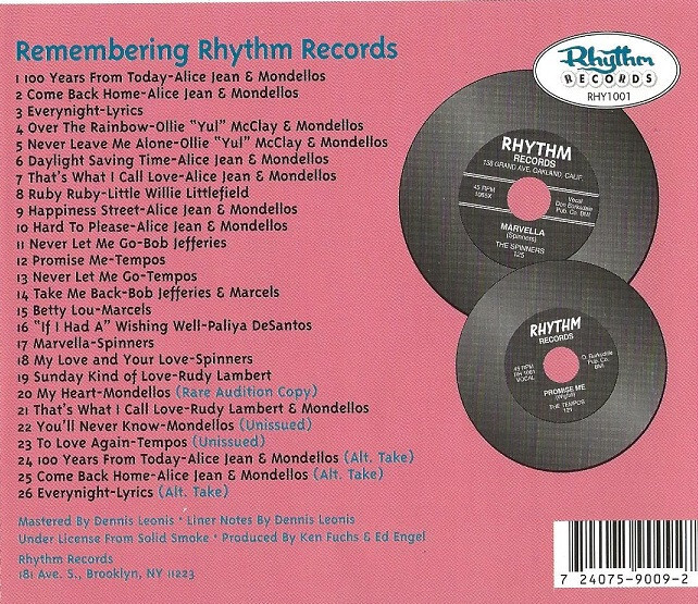REMEMBERING RHYTHM RECORDS THE WEST COAST R&B VOCAL GROUPS | eBay