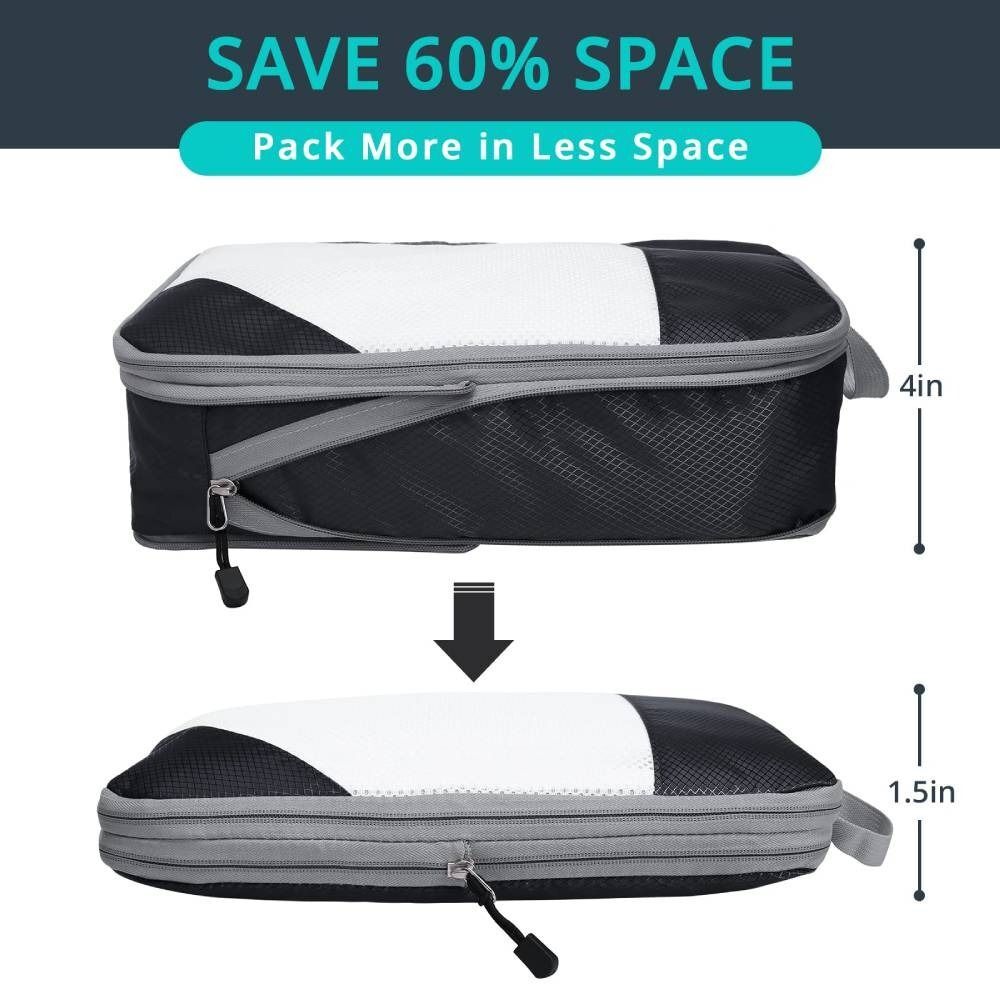 4pcs/Set Waterproof Compression Packing Cube Compression Nylon Travel ...