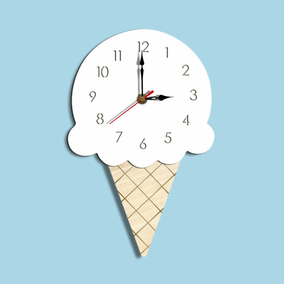 Ice Cream Wall Clock Acrylic Watch Decor Living Room Quartz Needle ...