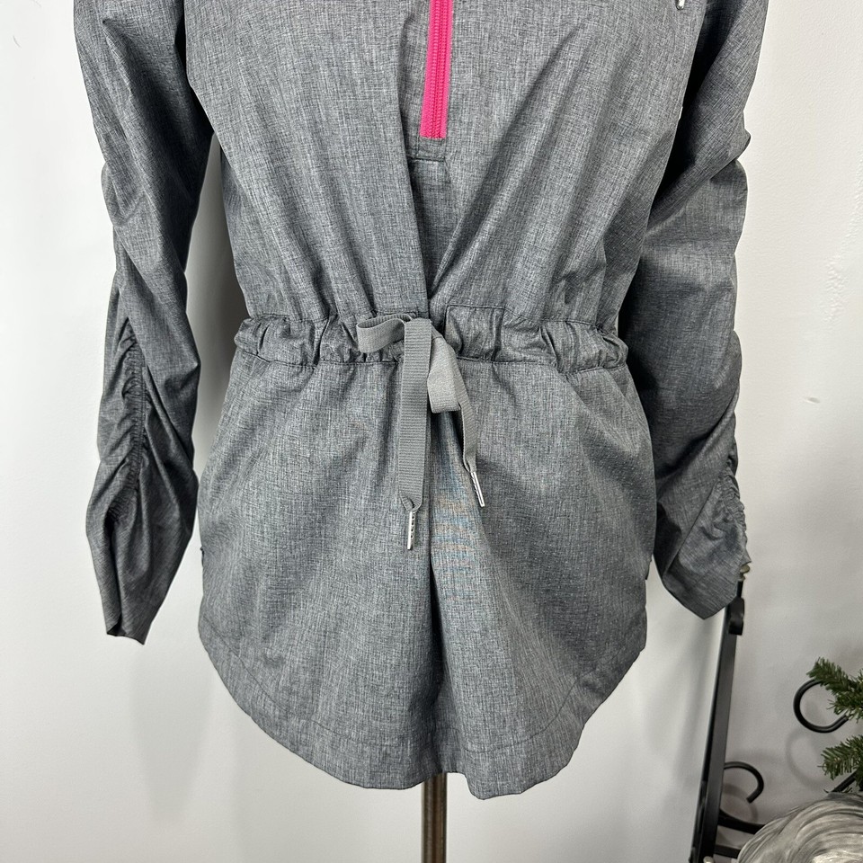 Fabletics Danielle Pullover Windbreaker Jacket Size XS Hooded Gray Pink ...