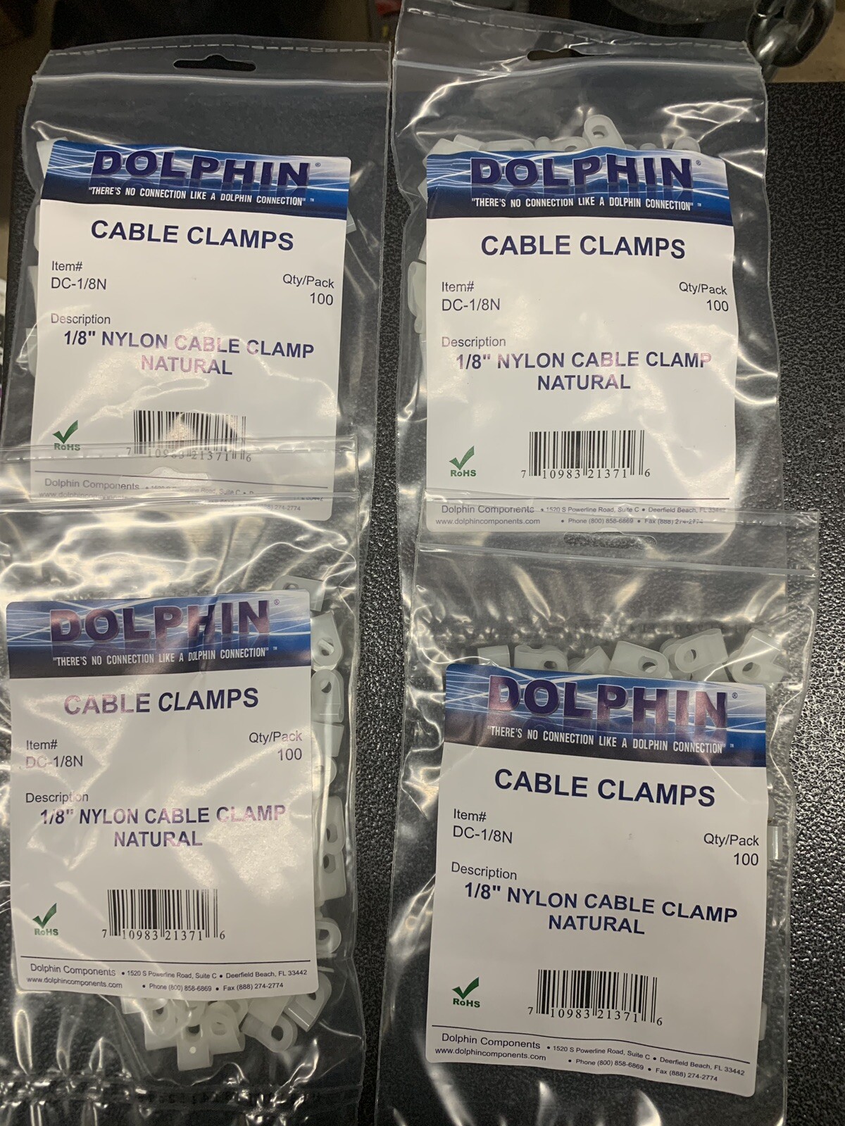 (4) 100 Ct Dolphin DC-1/8N 1/8" Cable Clamp, Nylon, Natural Color | eBay