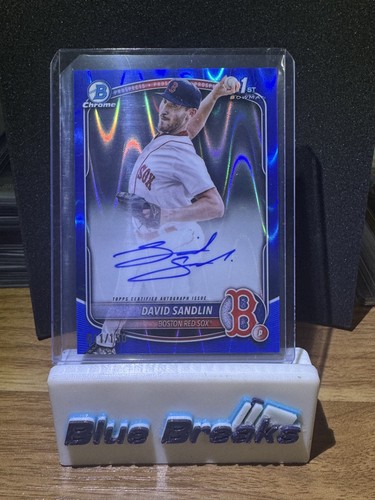 2025 Bowman Chrome David Sandlin 1st Auto Red Sox CPA-DSA Blue Ray Wave ...