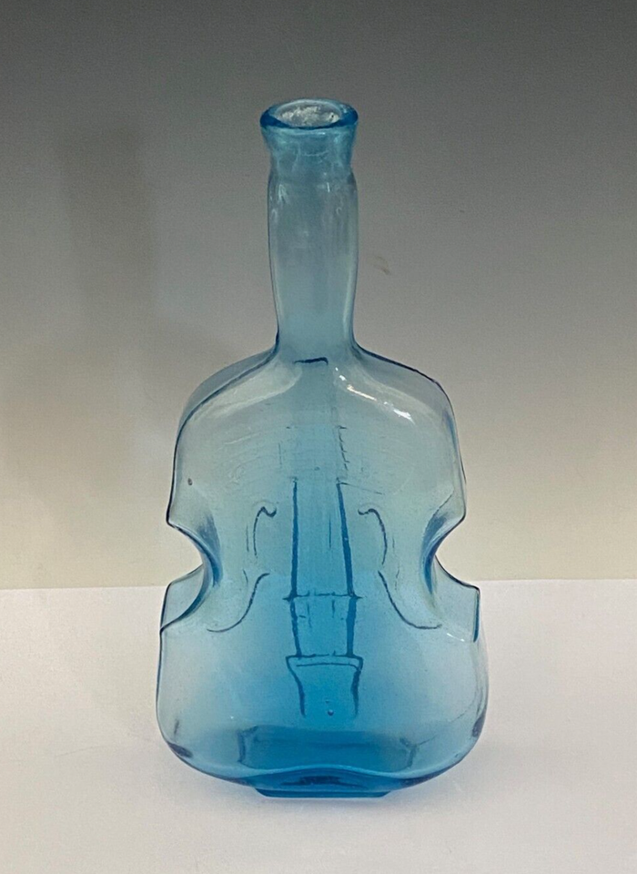 Antique Light Blue Figural Glass Violin / Cello Bottle - 9" | eBay