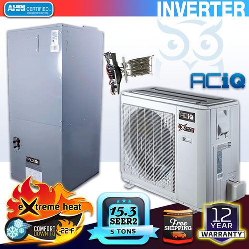 ACiQ 5 Ton EXTREME HEAT PUMP AC Inverter Split System 15.3 SEER2 20kW ...