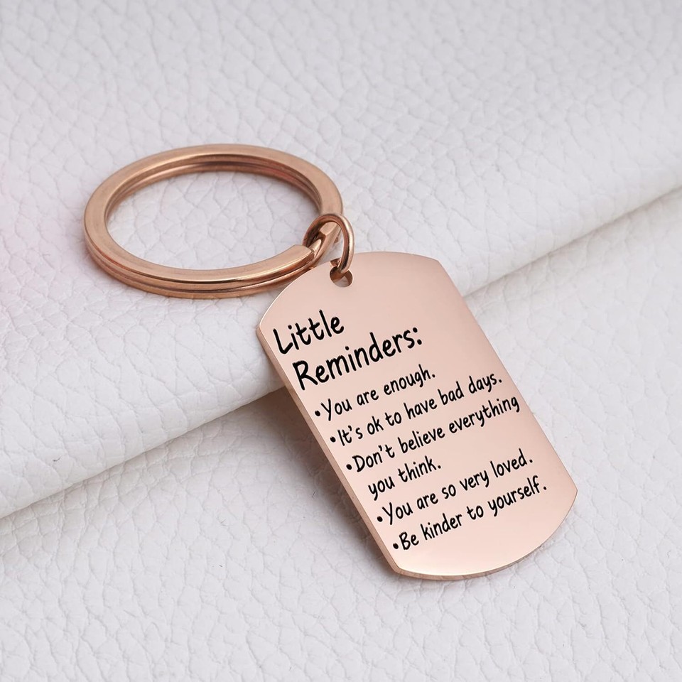Little Reminders Keychain, Mental Health Gift, You Are Enough Key, Rose ...