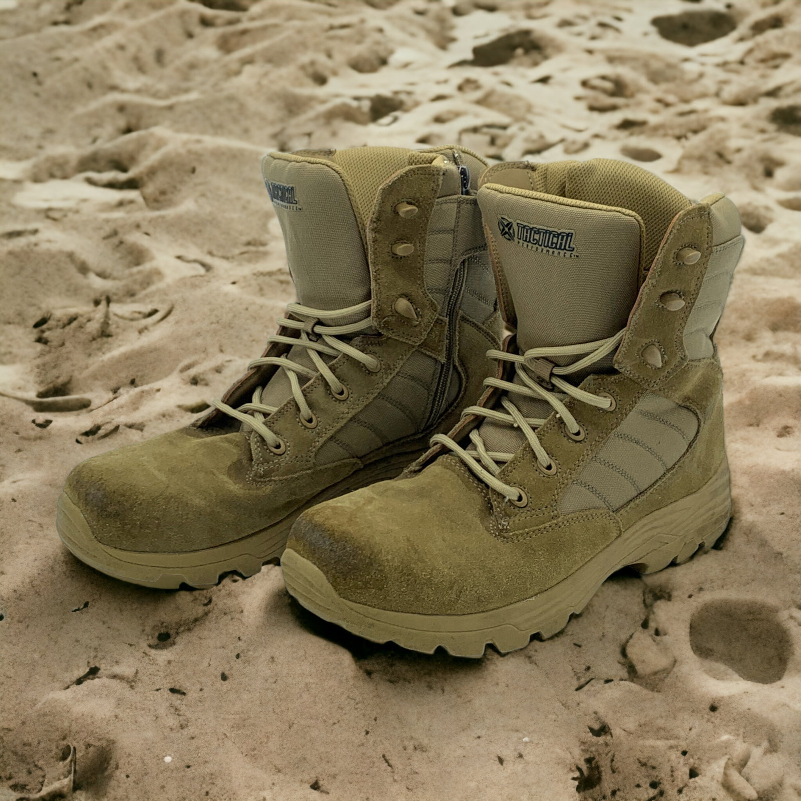 Tactical Performance Tan Military Style Boots Leather… - Gem