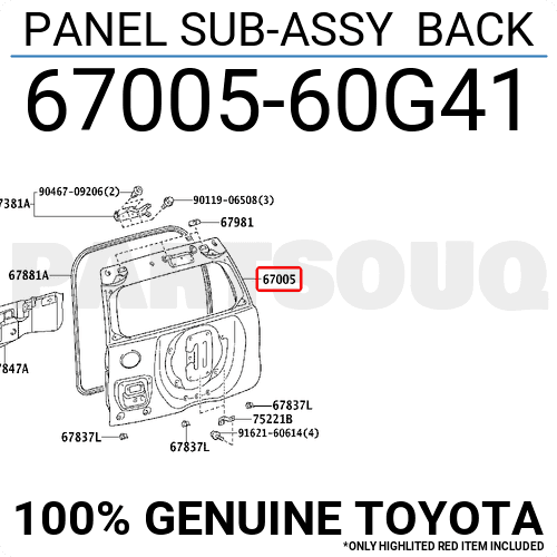 6700560G41 Toyota Panel SUBAssy Back 67005-60g41 Genuine OEM Part for ...