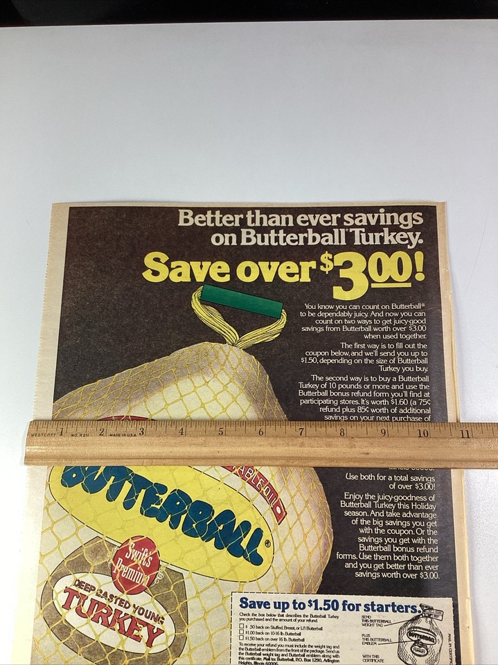 Butterball Turkey Atlanta GA Print Ad 1980 AJC Swift Meats Arlington ...