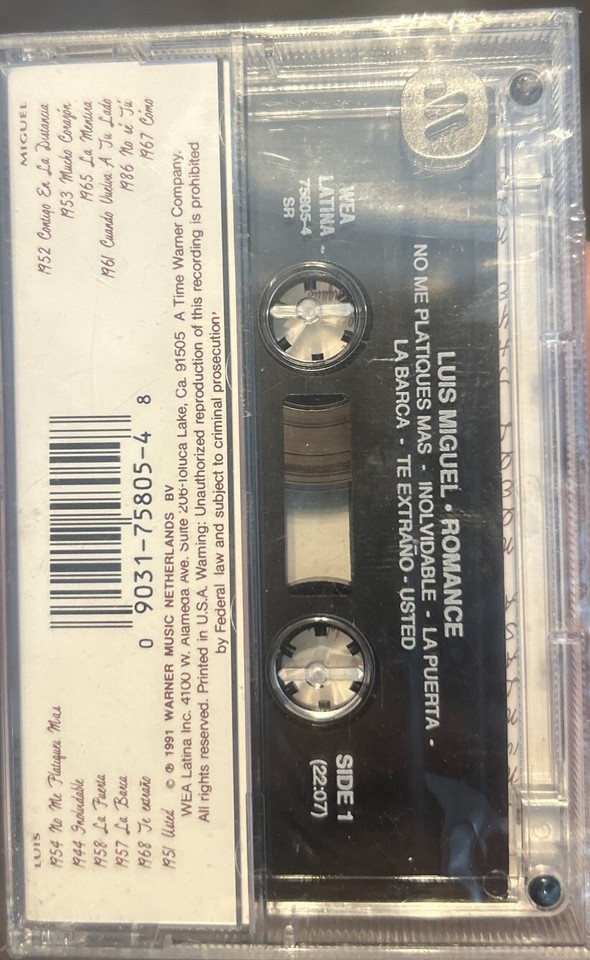 Luis Miguel Romance Cassette Tape 1991 Latin Pop Bolero Ballad ...