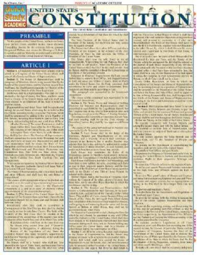 Us Constitution (Quickstudy Reference Guides - Academic) (Quickstudy ...