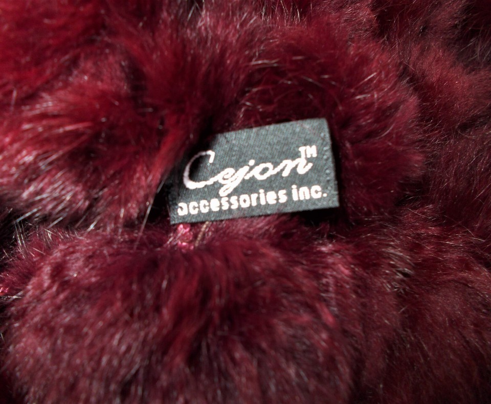 Women's Cejon Deep Dark Red Burgundy Rabbit Fur Ball Scarf 60" Long ...