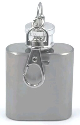 1 oz Mini Portable Stainless Steel Hip Flask Key Chain Silver | eBay