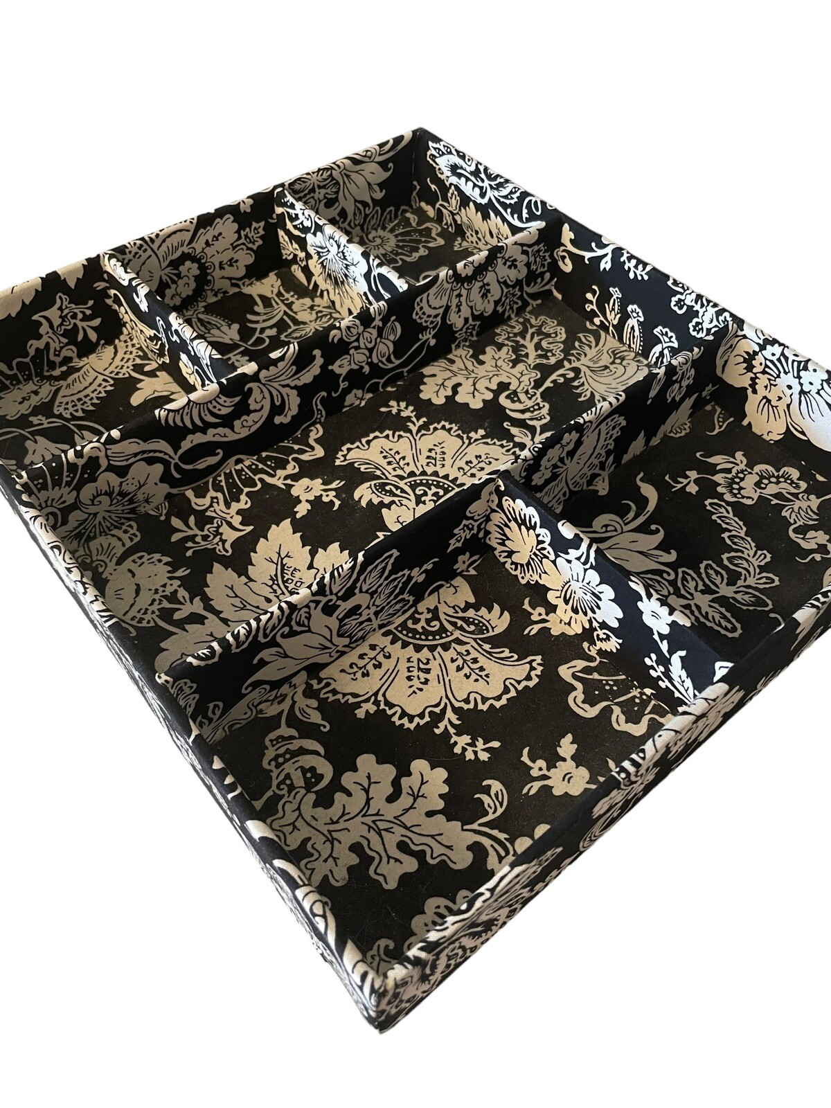 Closet Organizer Black White Floral Compartments 15 x 13 x 2.5 Desk ...
