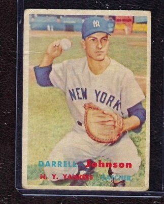 1957 Topps #306 Darrell Johnson, New York Yankees, Tougher 4th Series ...