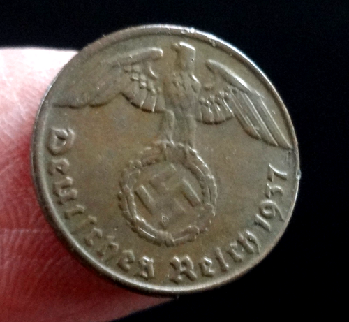 WWII German Third Reich Nazi Coin 1937-A 1 Reichspfennig Bronze Coin | eBay