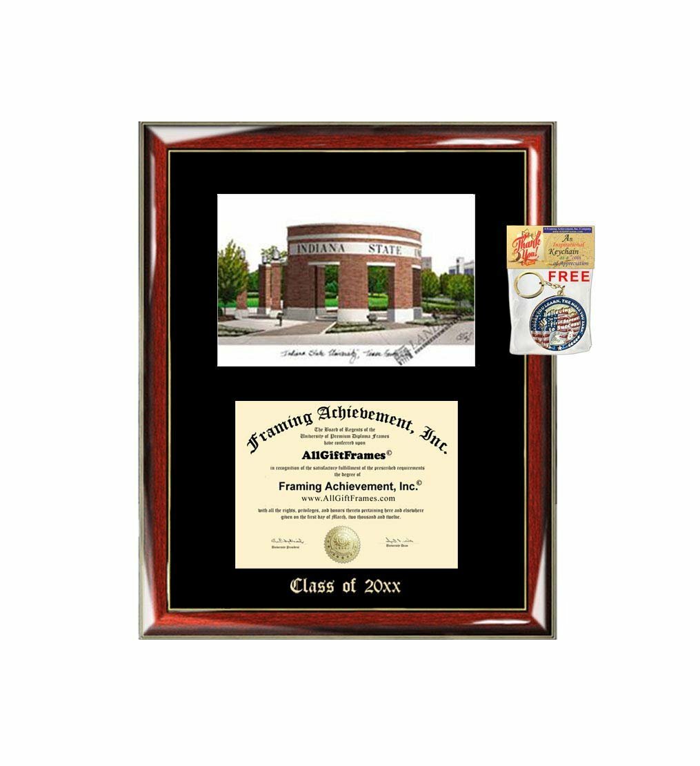 Indiana State University ISU Graduation Custom Frame Emboss Lithograph ...