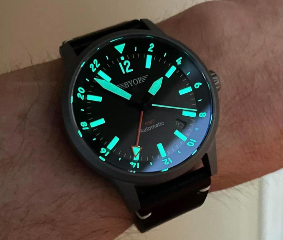 BYOP Meridian Titanium GMT (orange) Pilot Watch Seiko Automatic ...