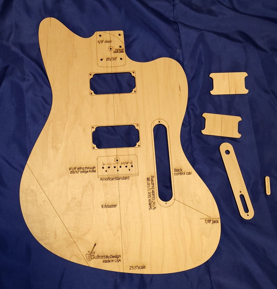 Root Style Jazz Master Guitar Body Template HH Offset RJM | eBay