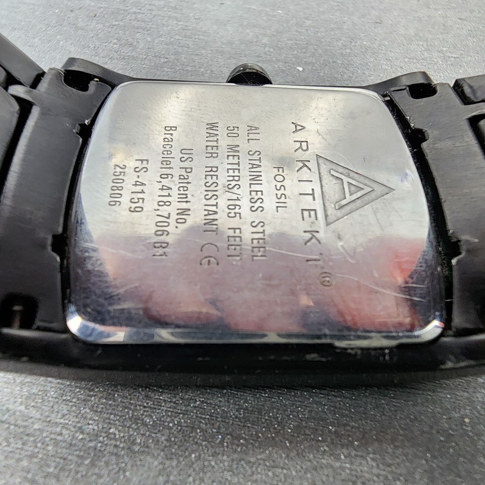 Fossil Tank Watch Men 44mm Black Dial Black Tone Rectangle FS-4159 New ...