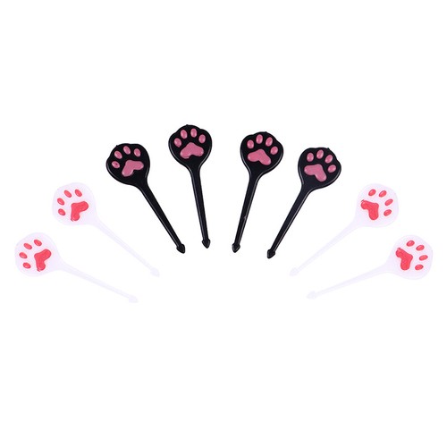 8pcs Animal cat paw Fruit Fork Mini Cartoon Children Snack Cake Pick ...