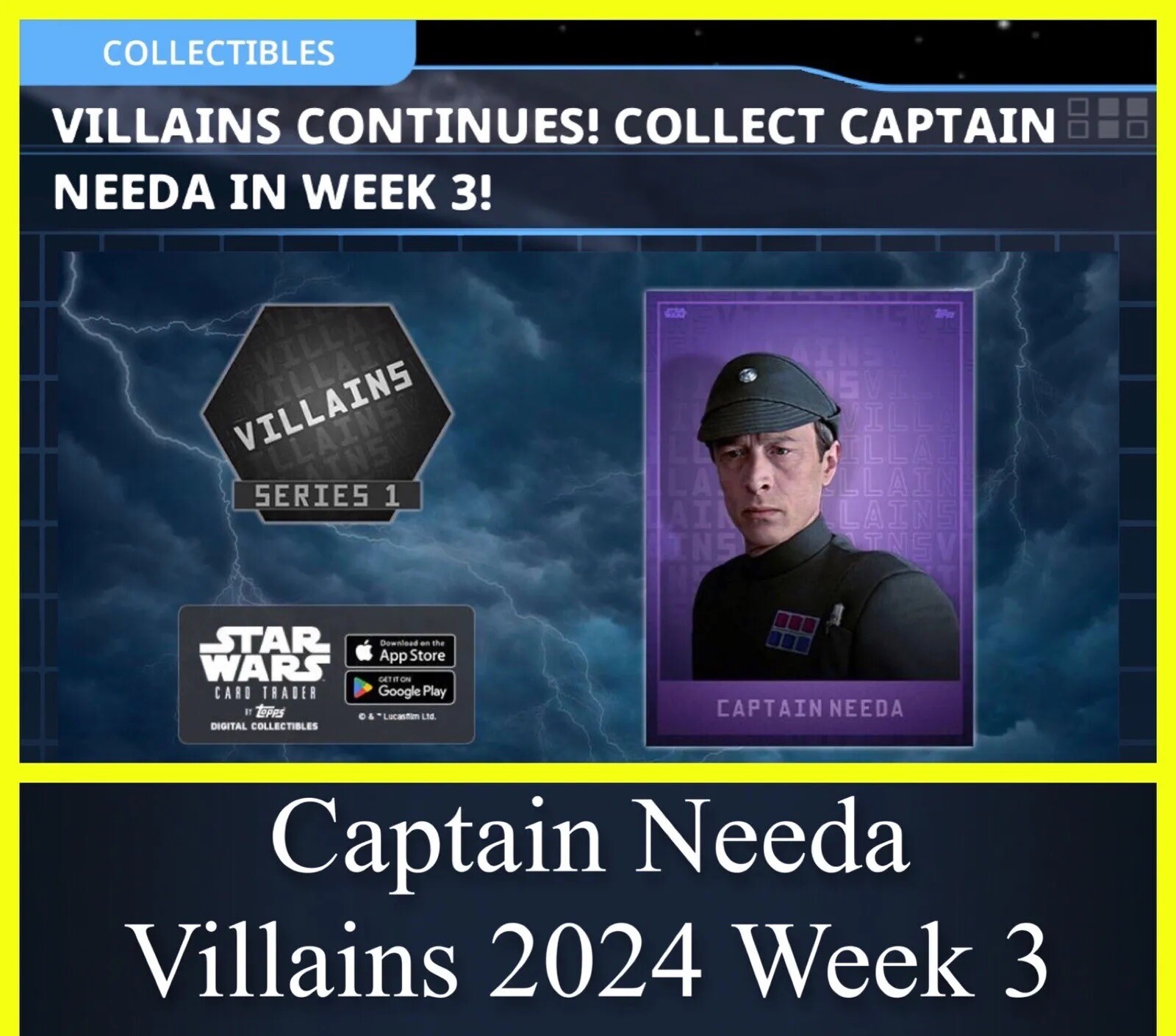 CAPTAIN NEEDA 2 PURPLE+2 RED VILLAINS 2024-TOPPS STAR WARS CARD TRADER ...