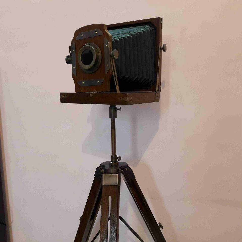 Vintage Style Antique Folding Camera With Wooden Tripod | eBay