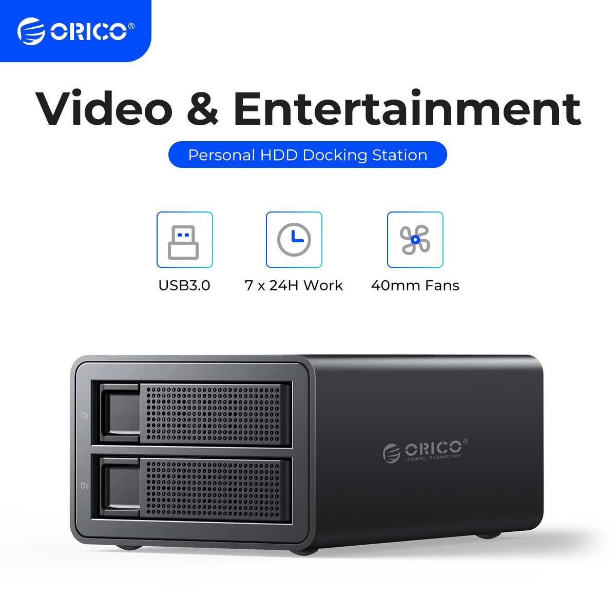 ORICO 2 Bay USB 3.0 to SATA External Hard Drive Enclosure for 2.5/3.5 in HDD SSD | eBay