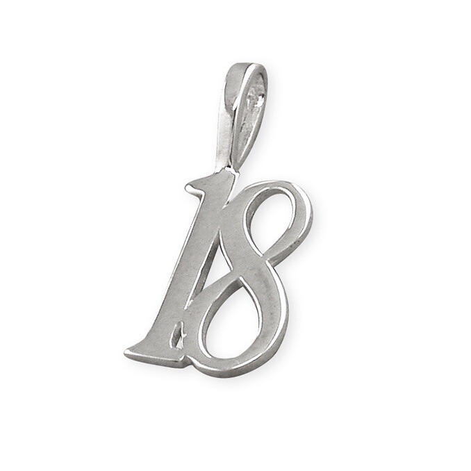 925 Sterling Silver 18th 18 Birthday Pendant 18" Chain Necklace ...