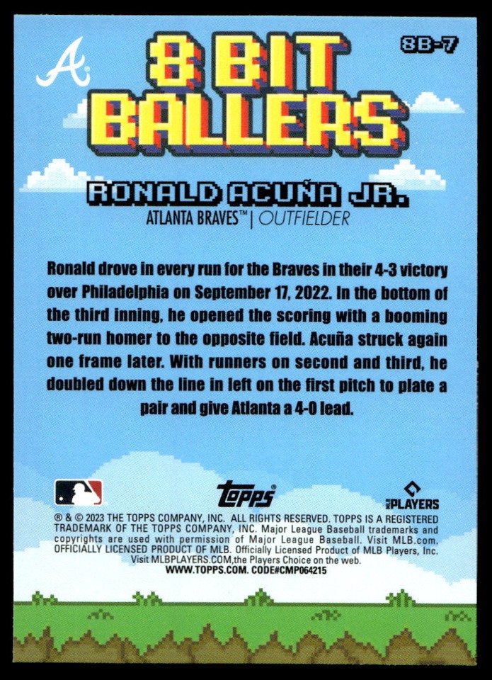 2023 Topps Big League 8 Bit Ballers Ronald Acuna Jr. 8B7 | eBay