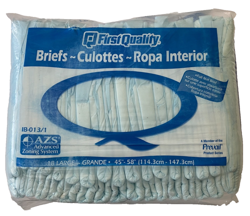 First Quality Adult Briefs Large 45"-58" IB-013/1 Incontinence Diapers ...