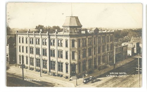 RPPC Union Hotel Early! LE MARS IA Iowa 1912 Lemars Real Photo Postcard ...