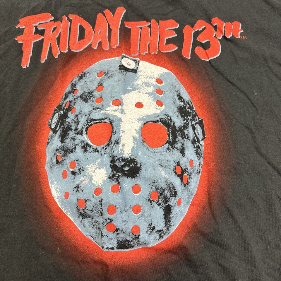 Friday The 13th Men's Blue Jason Mask Distressed Graphic Print T-Shirt ...
