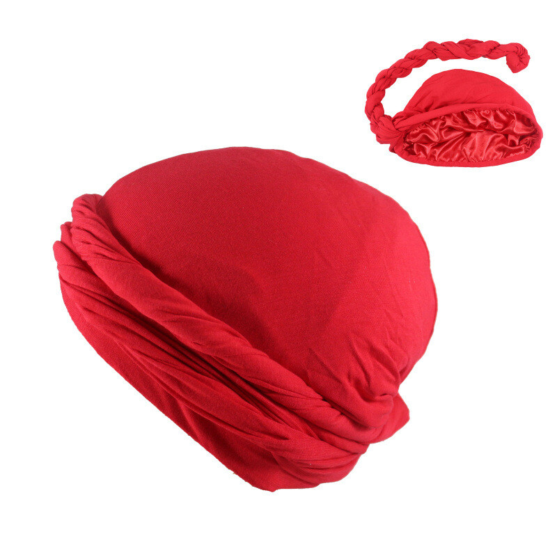 Turban Durag for Men Unisex Satin Silk Lined Elastic Turban Head Wrap ...