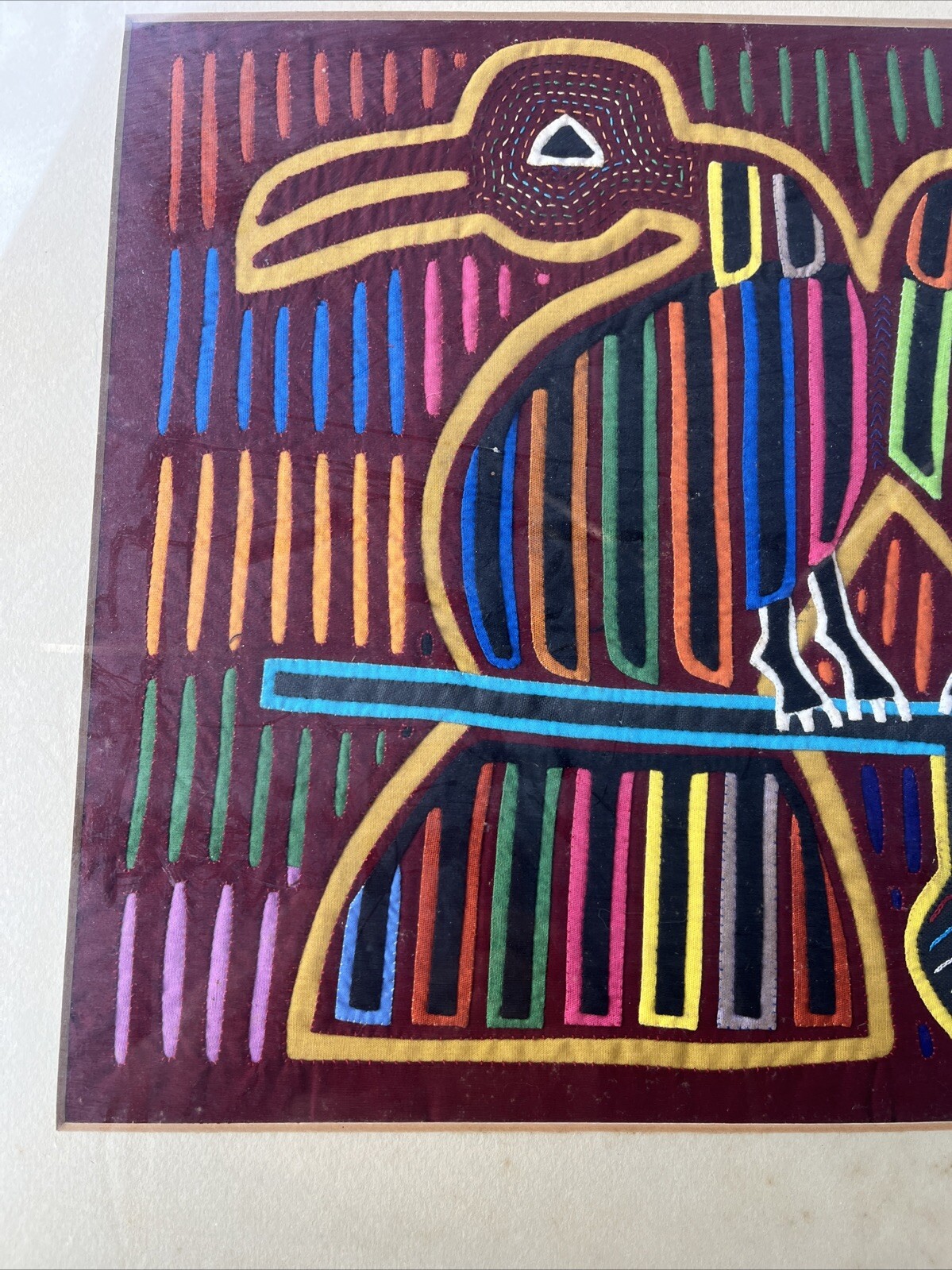 Vintage Kuna Indian Panama Mola Textile Embroidery Double Parrot Bird ...