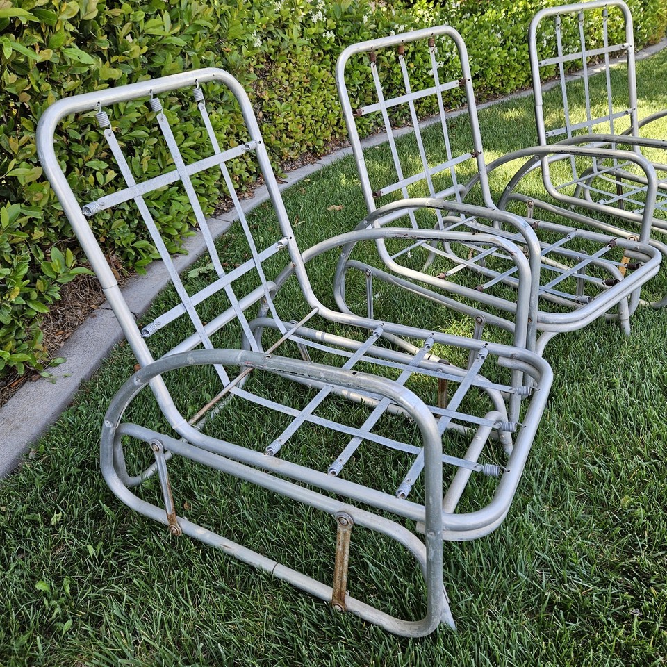 Lot 4 Vintage MCM Glider Chair Aluminum Lawnlite Club Patio Outdoor Set ...