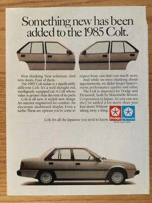 DODGE13 Vintage Advertisement 1985 Dodge Colt 4 Door Sedan | eBay
