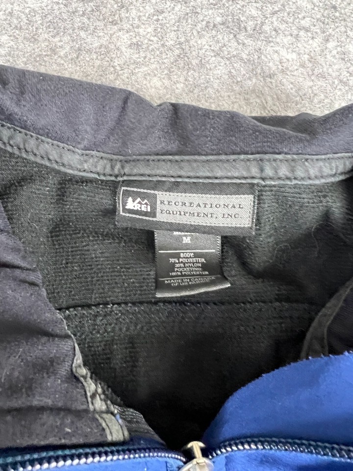 REI Co-Op Essential Rain Jacket Mens M Blue Nylon Windbreaker Full Zip ...