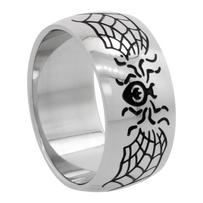 10mm Stainless Steel Spider & Web Design Domed Wedding Band Ring | eBay