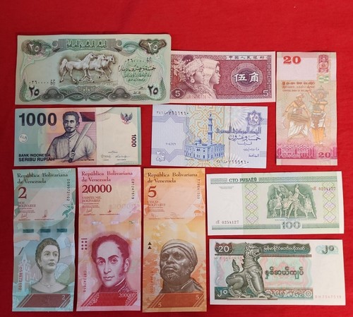 UNC Lot of 10 Different Foreign PAPER MONEY BANKNOTES WORLD CURRENCY | eBay