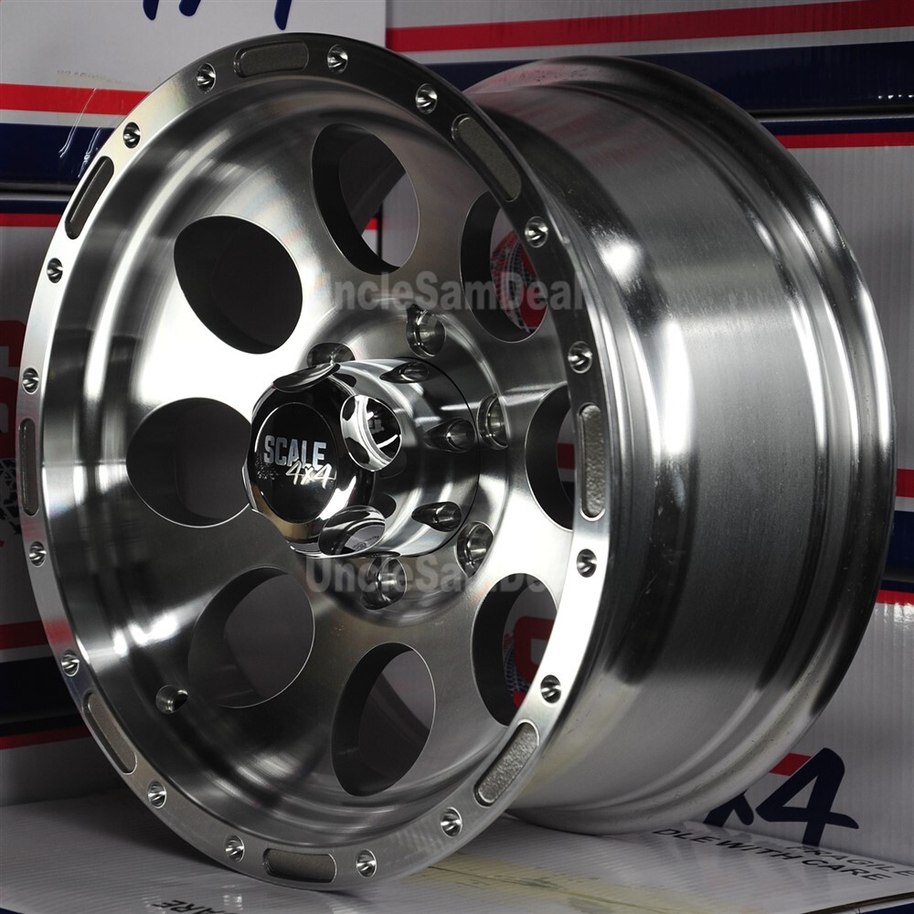 16x8 6x139.7 6x5.5 0 OFFSET SCALE 4x4 S52 MACHINE SILVER 8 HOLE TRUCK 4 ...