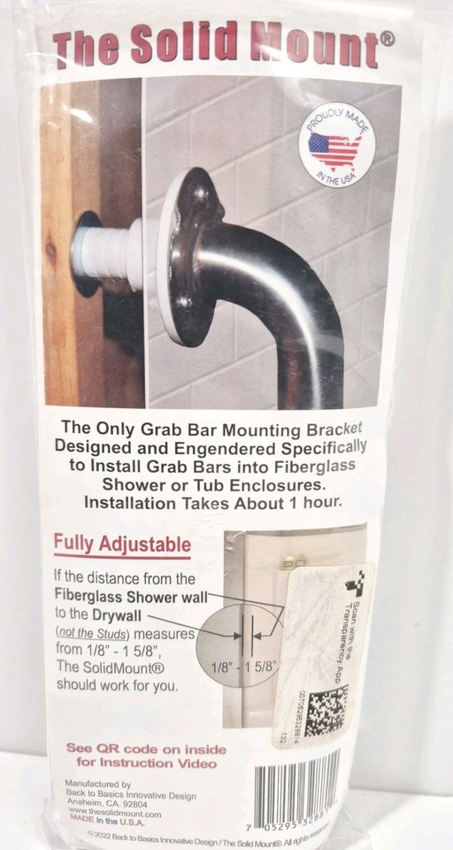Grab Bar Mounting Kit for Fiberglass Showers The Solid Mount Made in ...